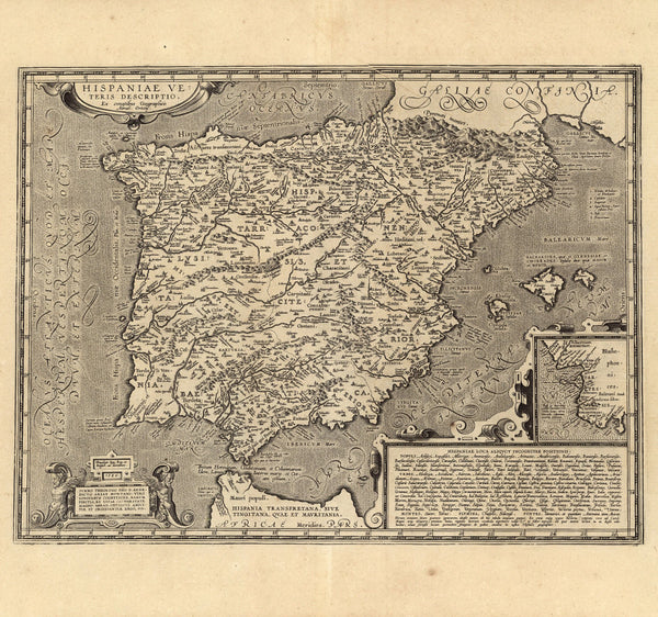 Historical Map of Spain, 16th Century, Fine Art Reproduction ...
