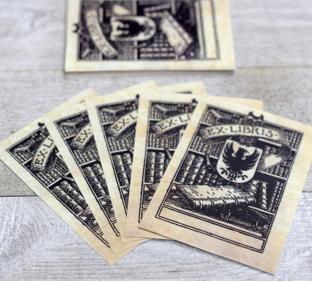 Ex Libris Book Plates with Heraldic Shield: Set of 24 Self-Adhesive La ...